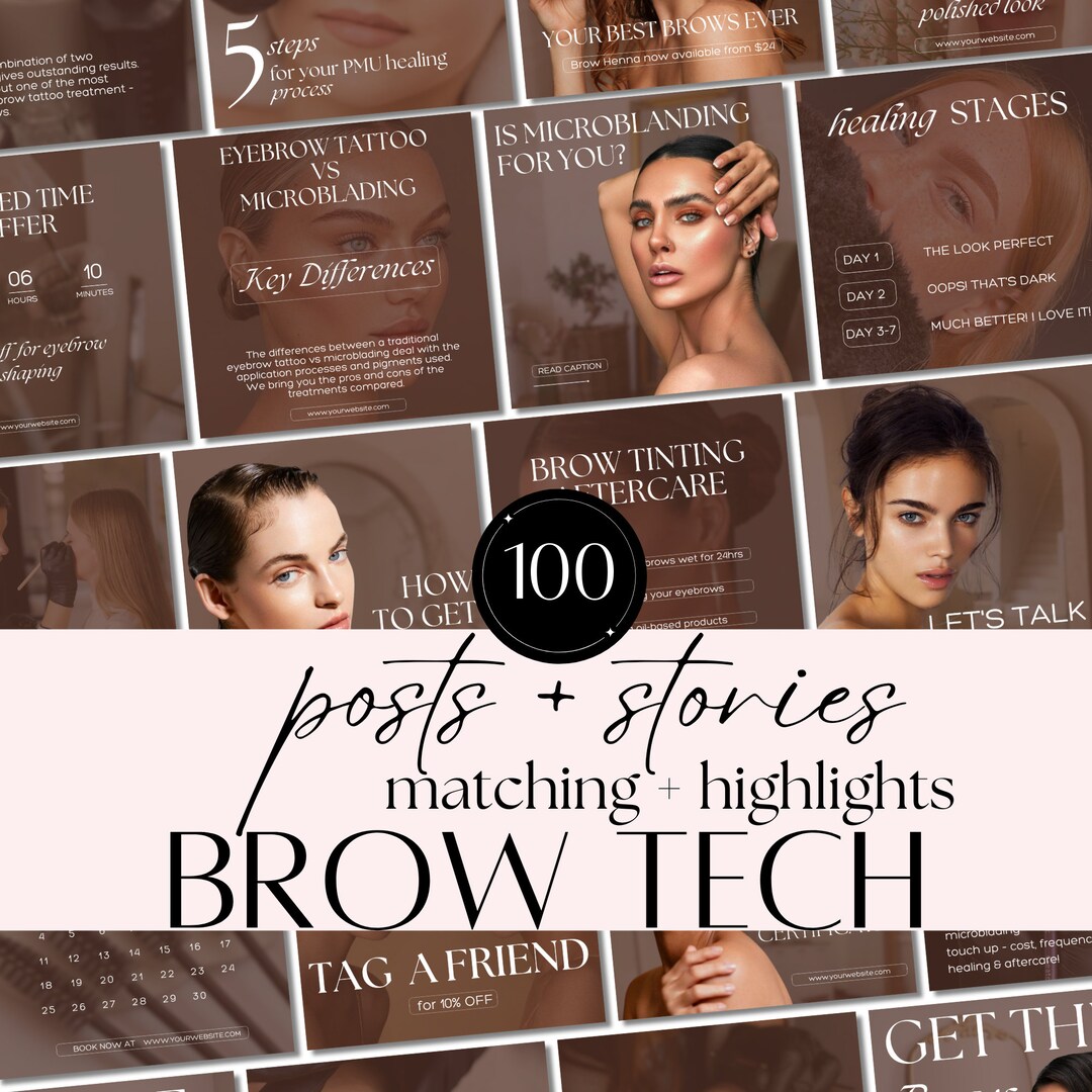 Brow Tech Canva Templates for PMU Artists | Microblading & Permanent ...