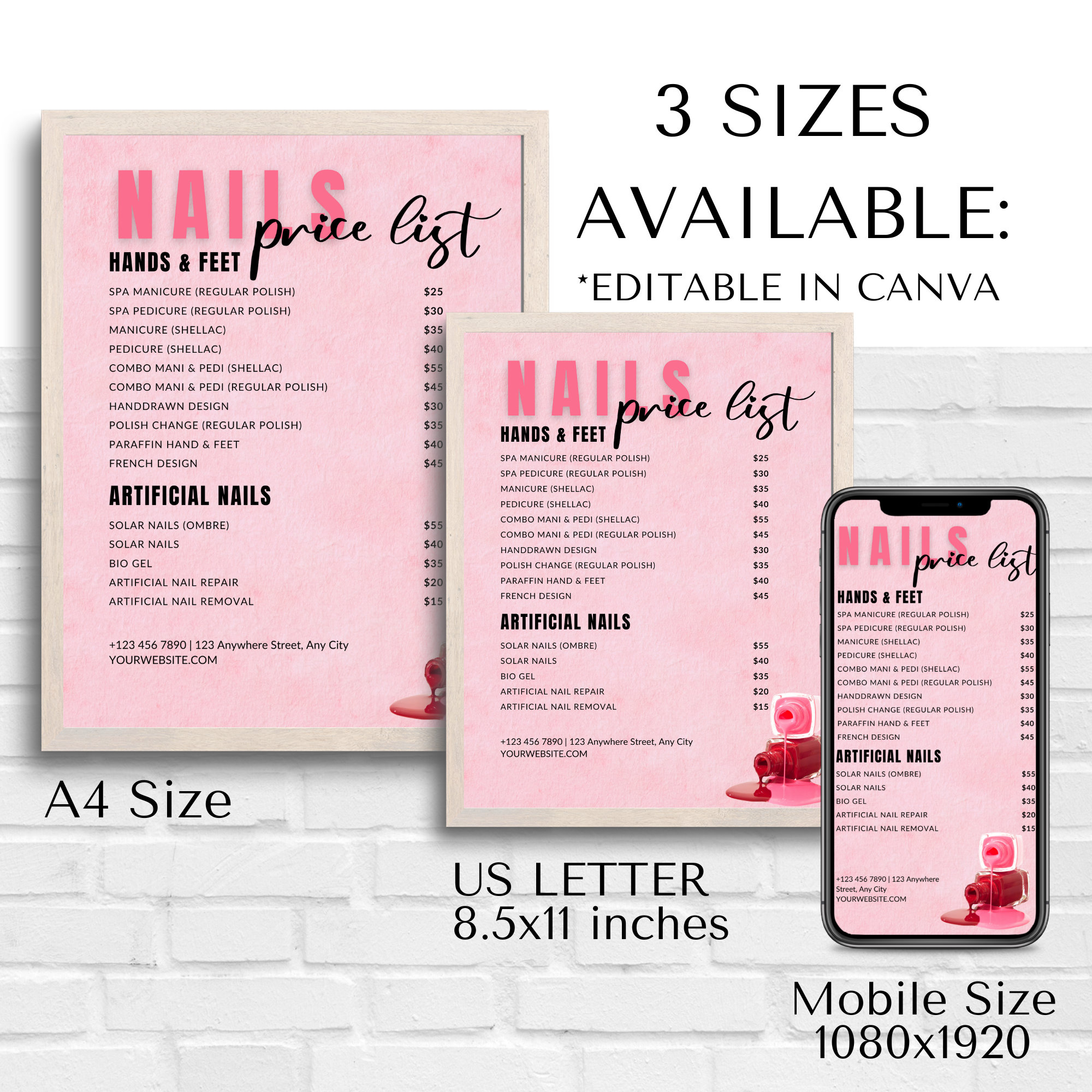 Nail Price List: Instant Download Editable Template for - Etsy