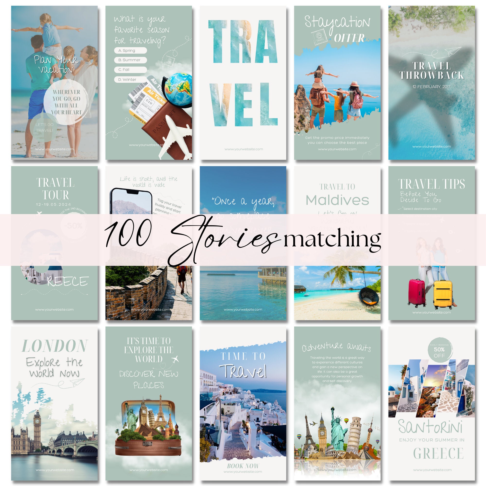 Travel Agency Canva Templates for Instagram Posts Social Media Kit With ...