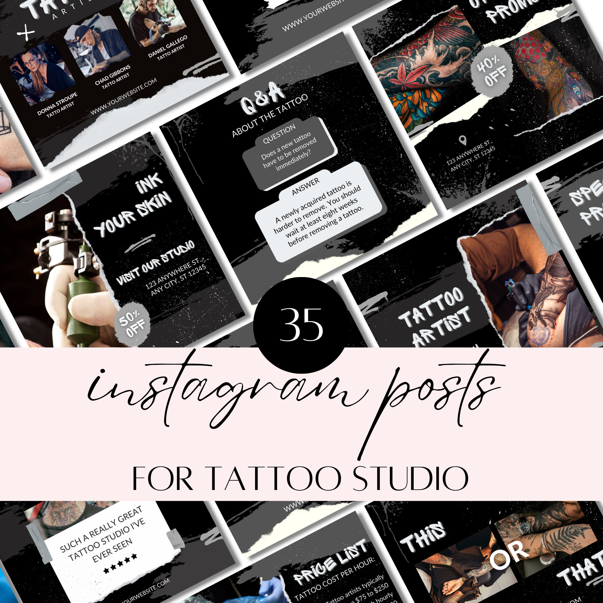 Revolutionize Your Tattoo Brand: Canva Templates for Instagram - Etsy