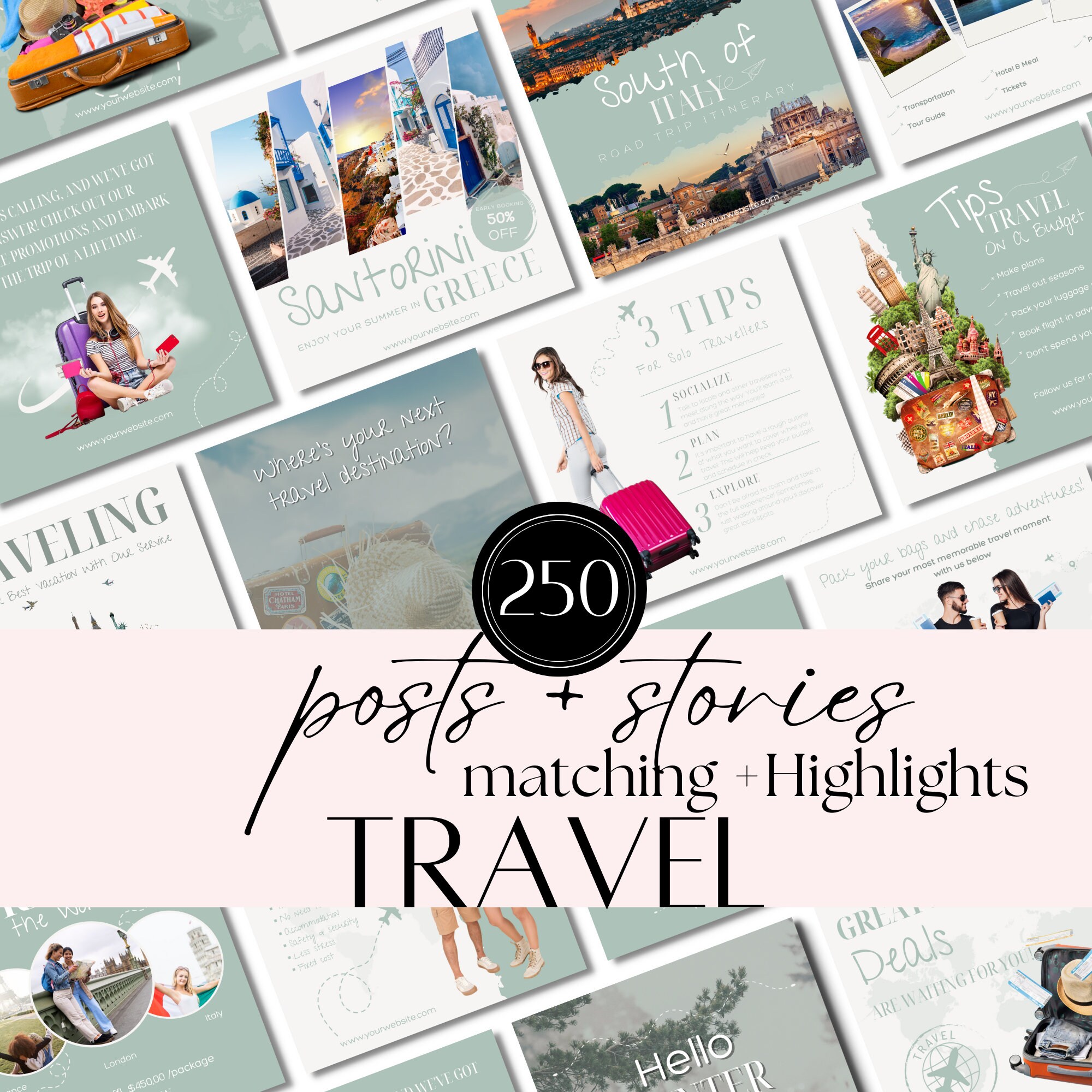 Travel Agency Canva Templates for Instagram Posts Social Media Kit With ...