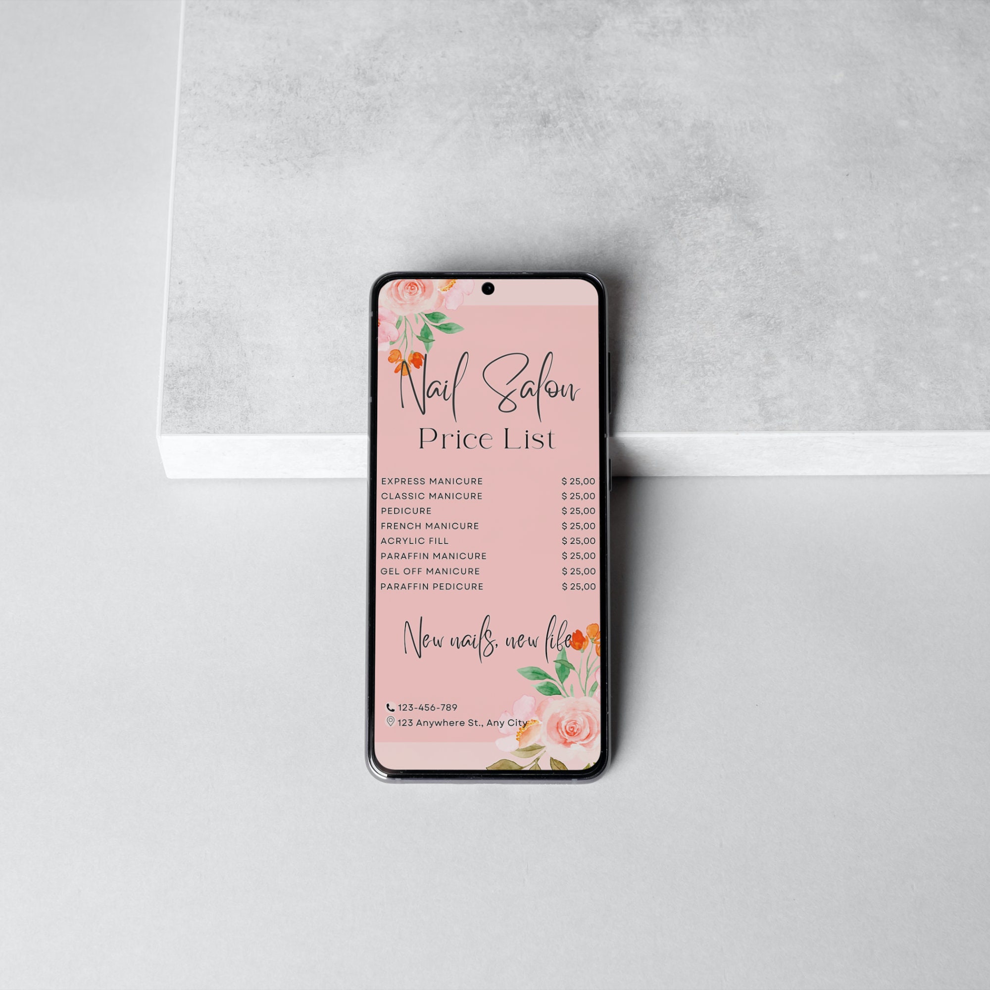 Nail Salon Price List Template Canva Design With QR Code - Etsy