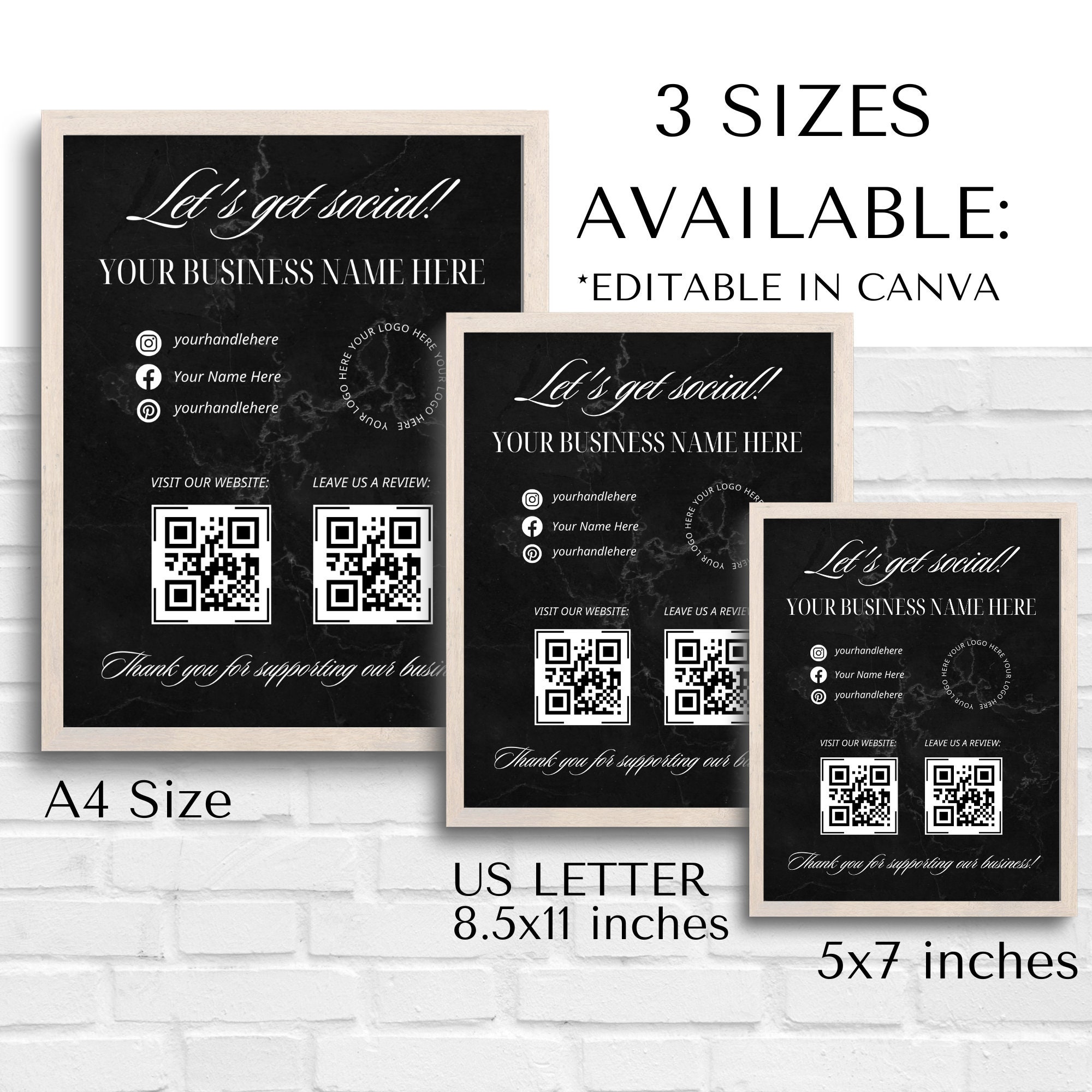 Business Instagram QR Code Sign: Digital Download Custom - Etsy