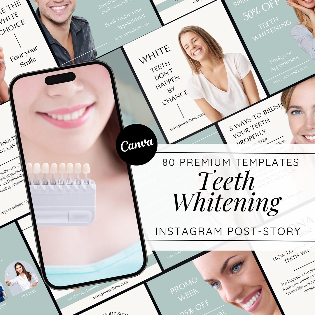 Teeth Whitening Instagram Post Templates: Dentist Social Media (canva ...