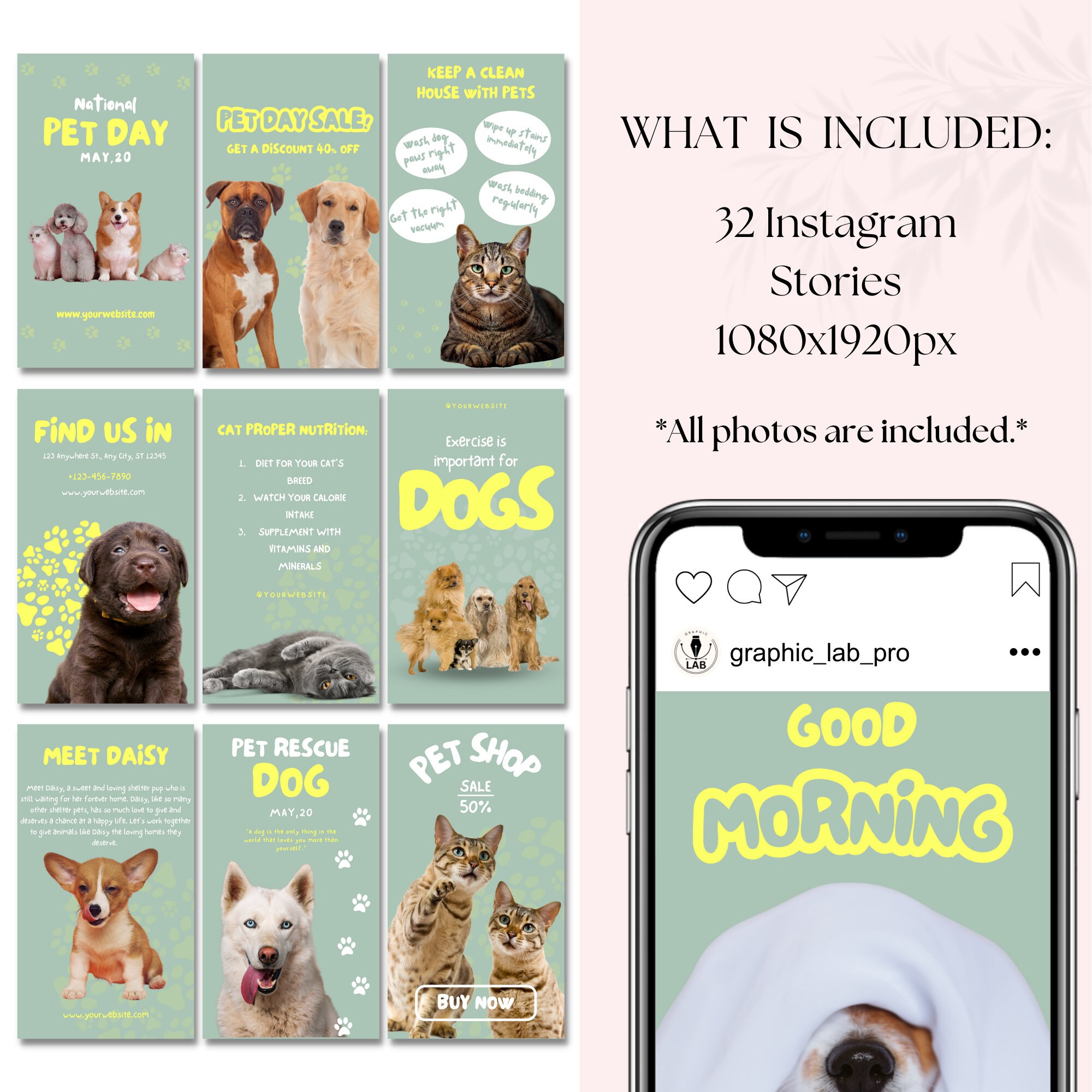 Creative Pet Instagram Story Templates: Dog & Cat Instagram Designs for ...