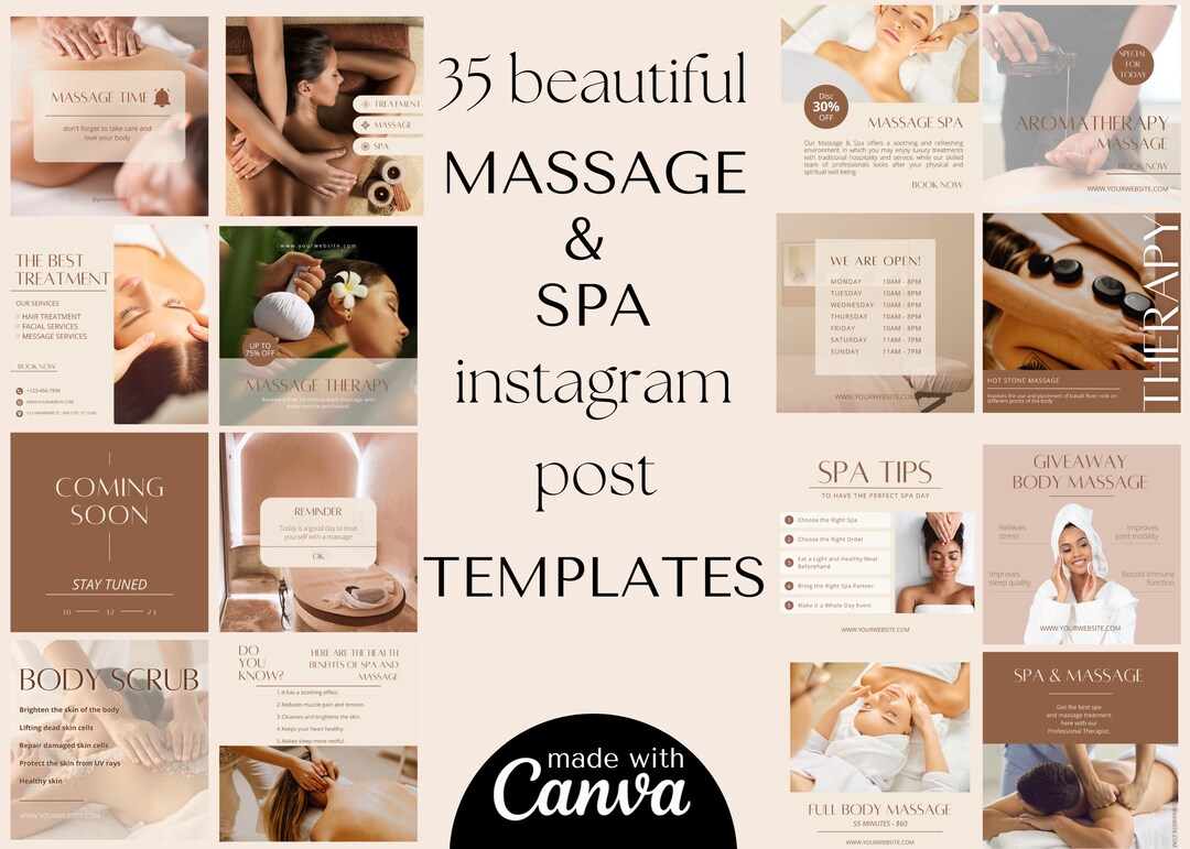 Massage Instagram Template Therapist Instagram Posts Spa Etsy