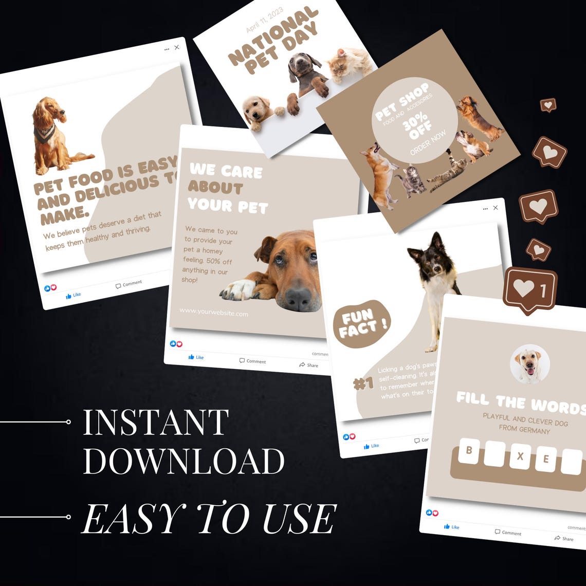 Pet Shop Instagram Post Templates: Dog, Cat, Vet (canva) - Etsy