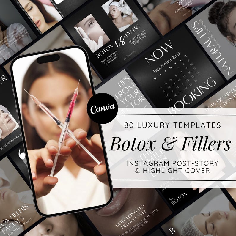 Botox & Fillers Instagram Posts and Stories: Esthetician Feed Templates ...