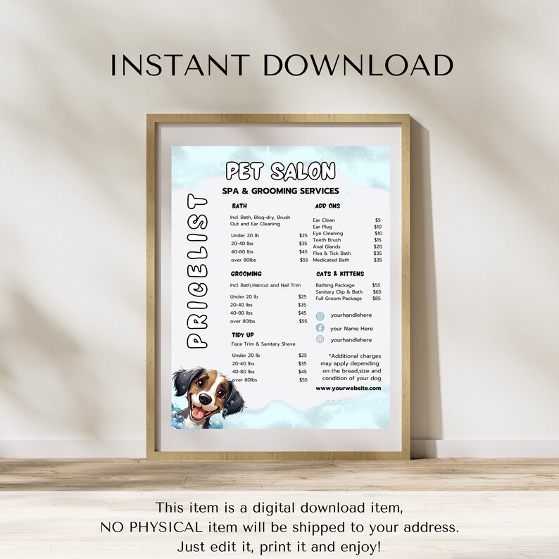 Pet Shop Groomer Forms Template Canva Dog Grooming Designs - Etsy