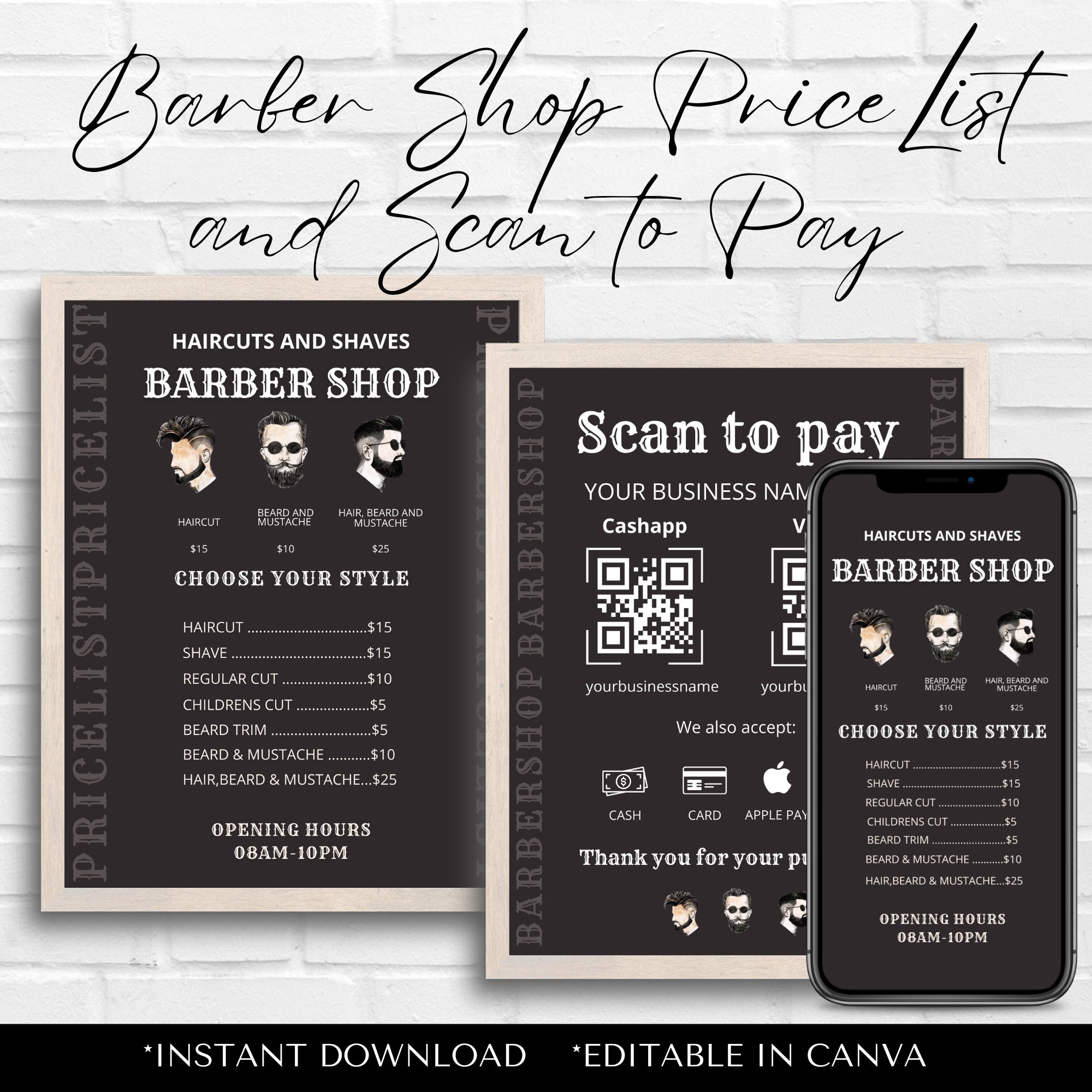 Barber Shop Price List Template Editable Canva Hairstylist Flyer ...