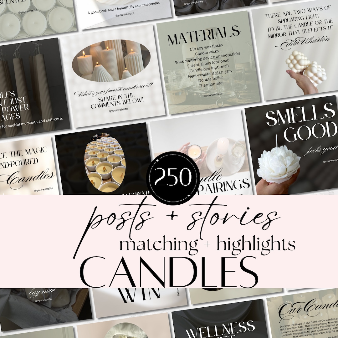 Candle Instagram Post Templates Canva Marketing Kit for Candlemakers ...