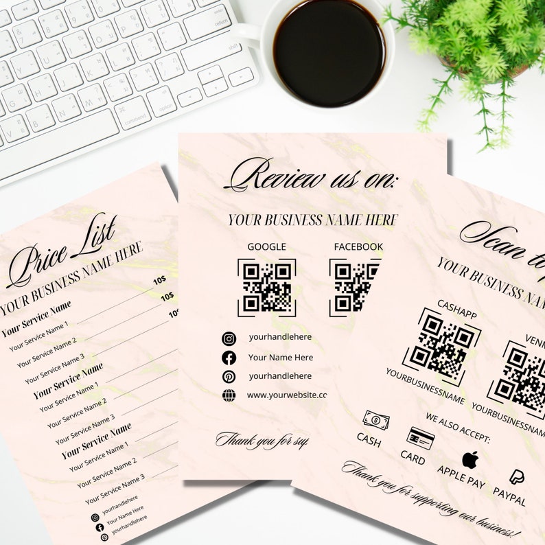Editable Canva Template for QR Code Signs Digital Download Business ...
