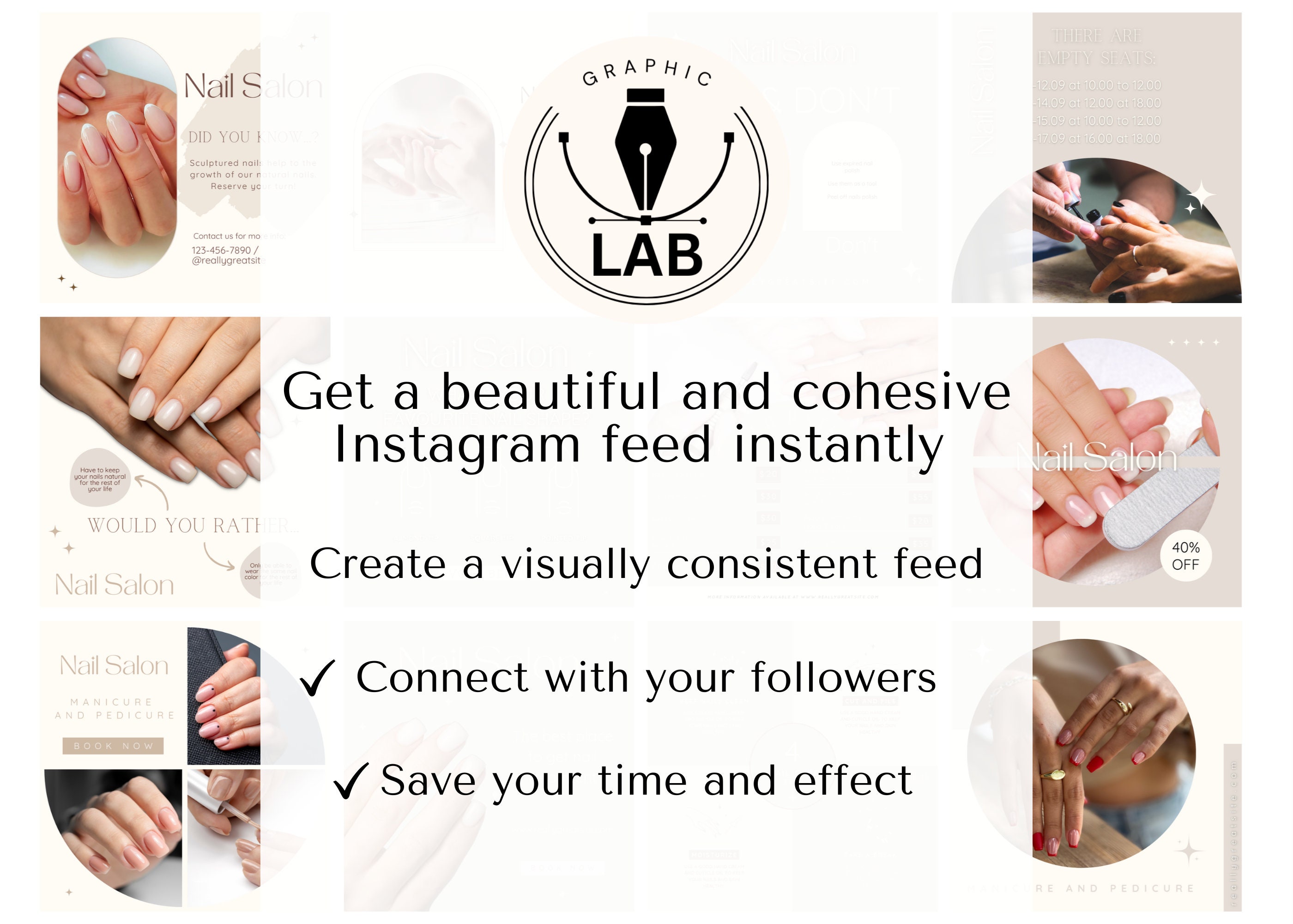 Nail Salon Instagram Post Templates Nail Technician Toolkit: - Etsy