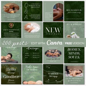 Luxury Massage Instagram Templates: Spa Canva Posts and Stories for ...
