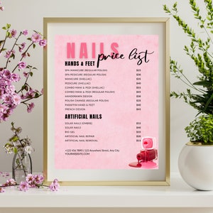 Nail Price List: Instant Download, Editable Template for Salon ...