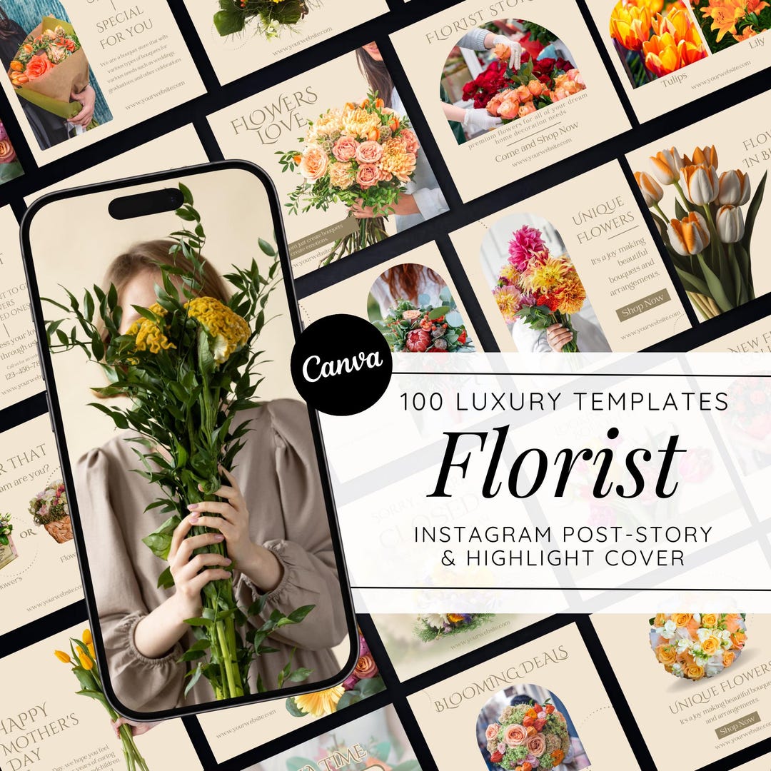 Florist Instagram Templates: Floral Quotes, Canva Designs - Etsy
