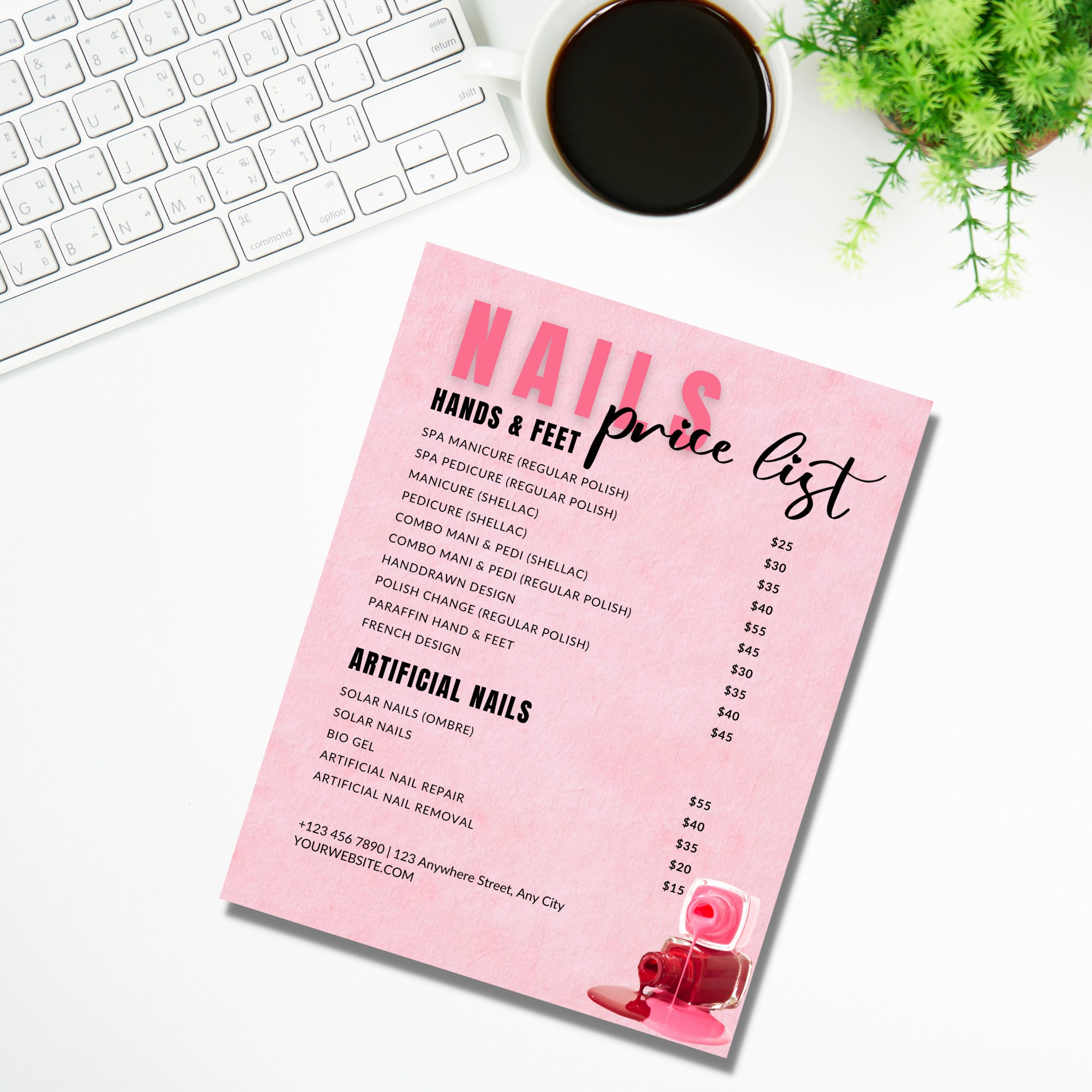 Nail Price List: Instant Download Editable Template for - Etsy