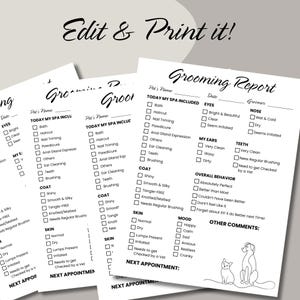 Dog Groomer Report Sheet Canva Template: Pet Salon Business Form - Etsy