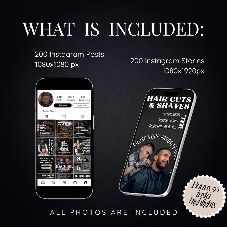 Barbershop Instagram Templates | Barber Social Media Kit | Canva Posts ...