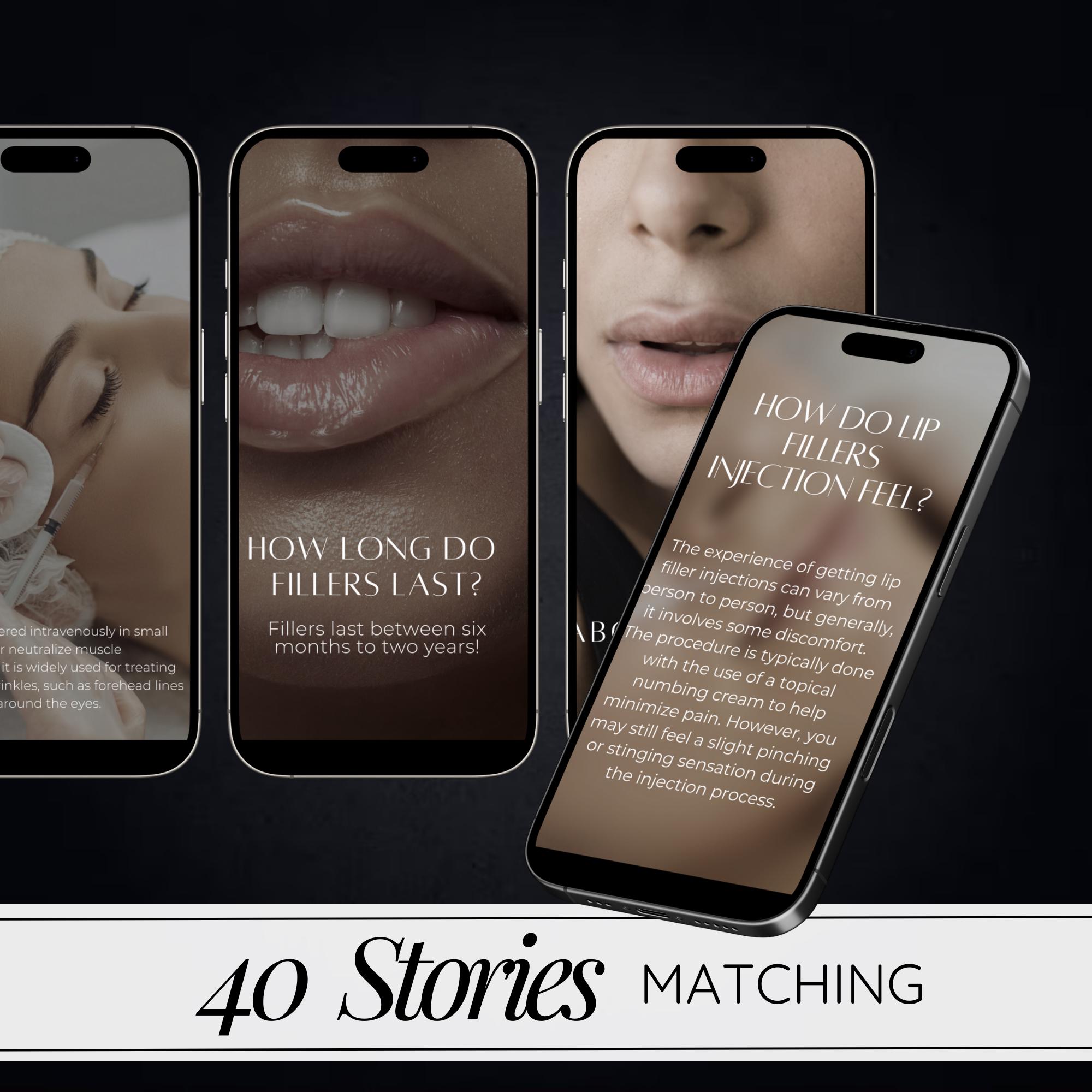 Botox & Fillers Instagram Posts and Stories: Esthetician Feed Templates ...