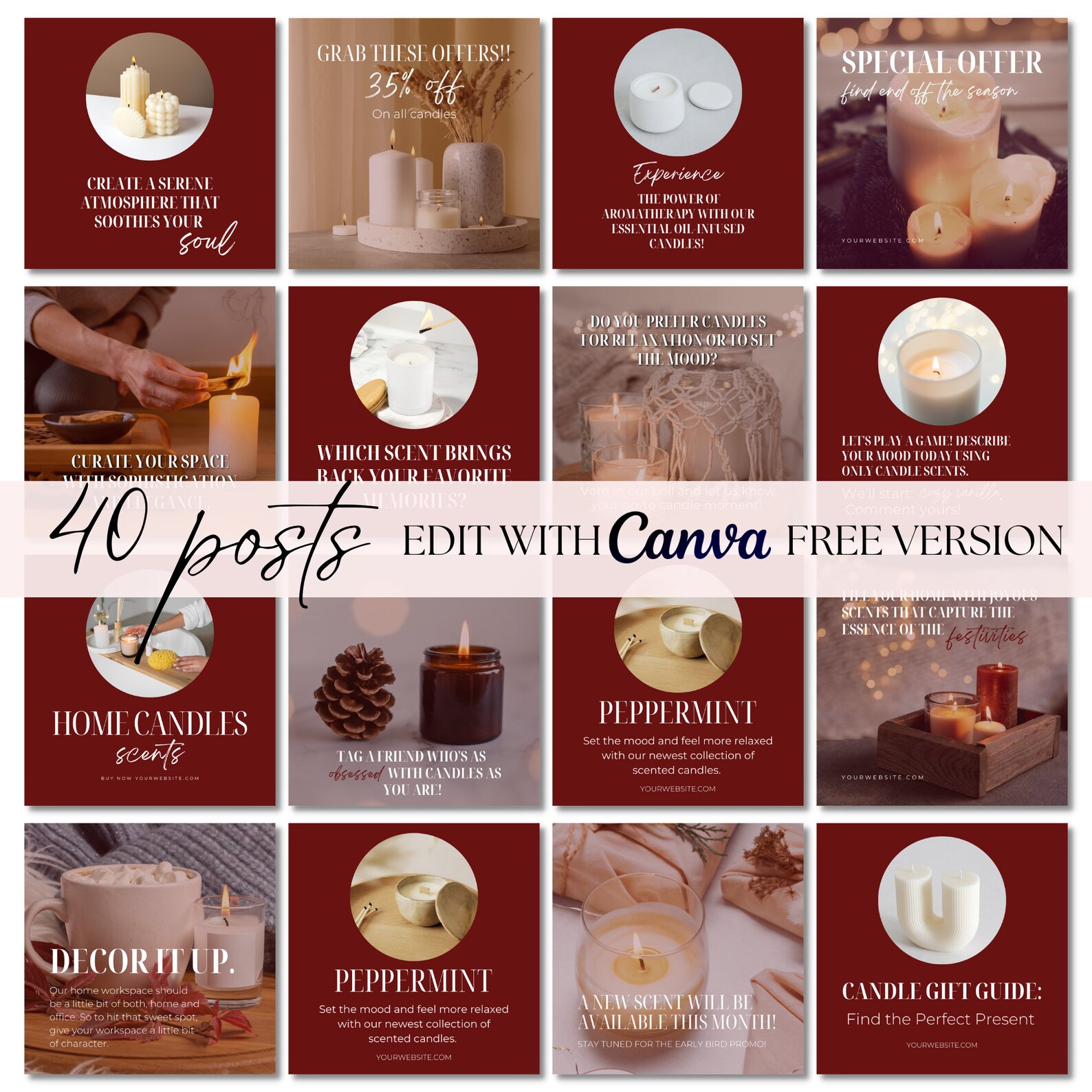 Candle Posts Marketing Templates Candle Business Branding and Care ...