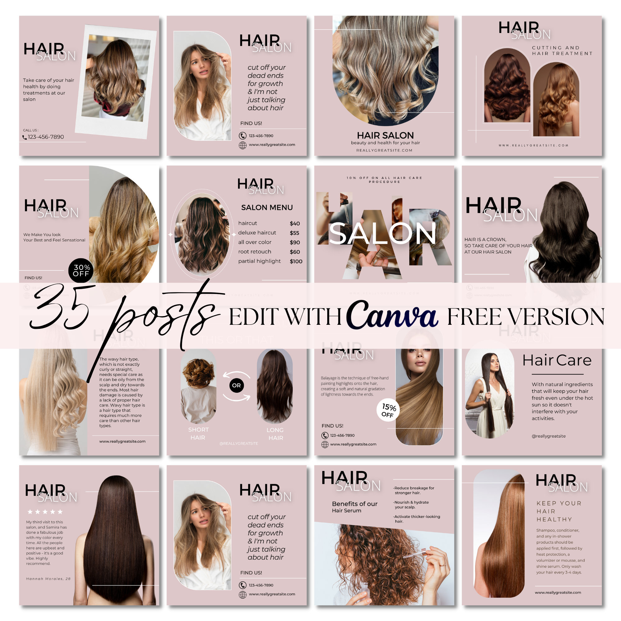 Hair Salon Instagram Posts Templates, Hair Stylist Quotes, Beauty Salon ...