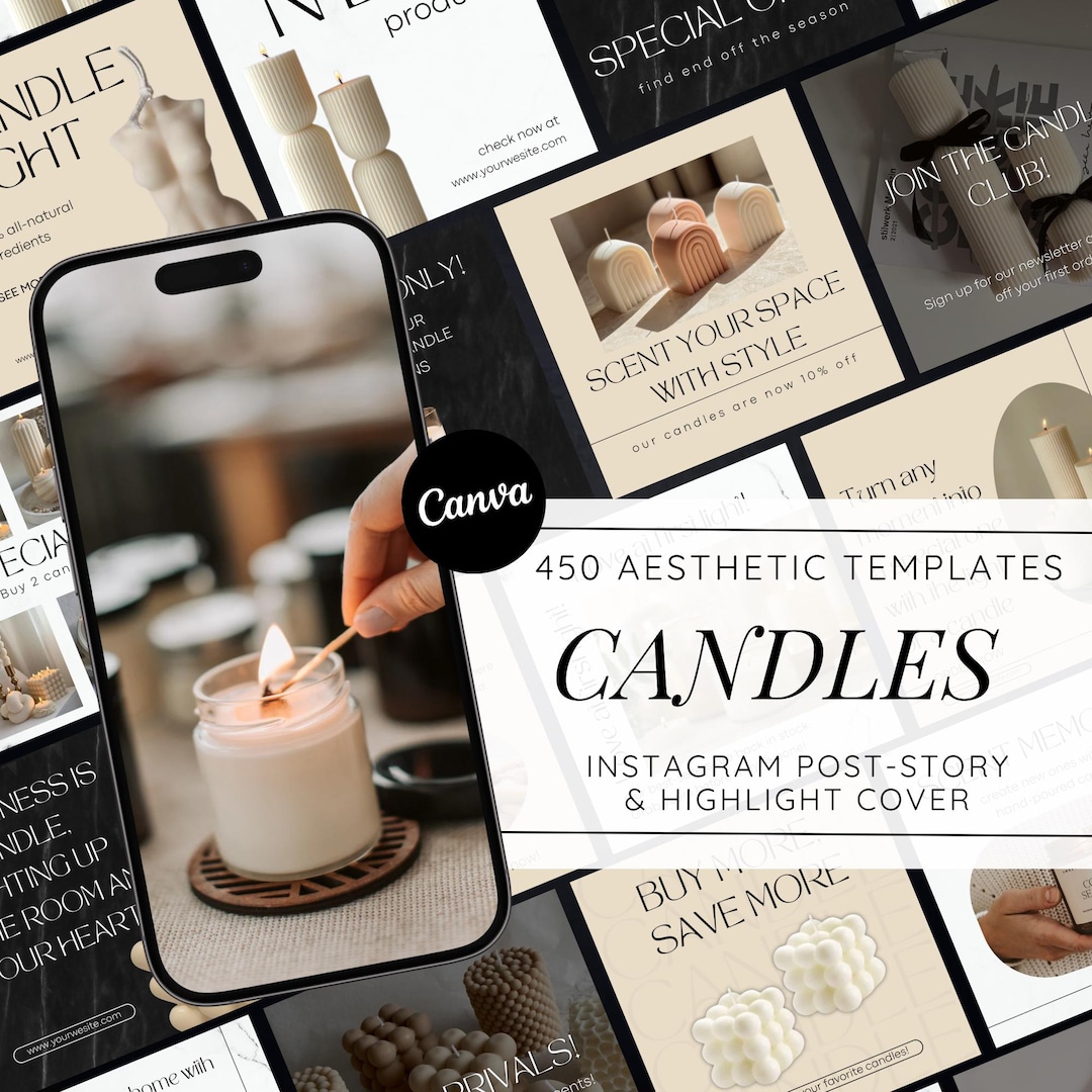 Candle Instagram Post Templates: Social Media Branding Kit (canva) - Etsy