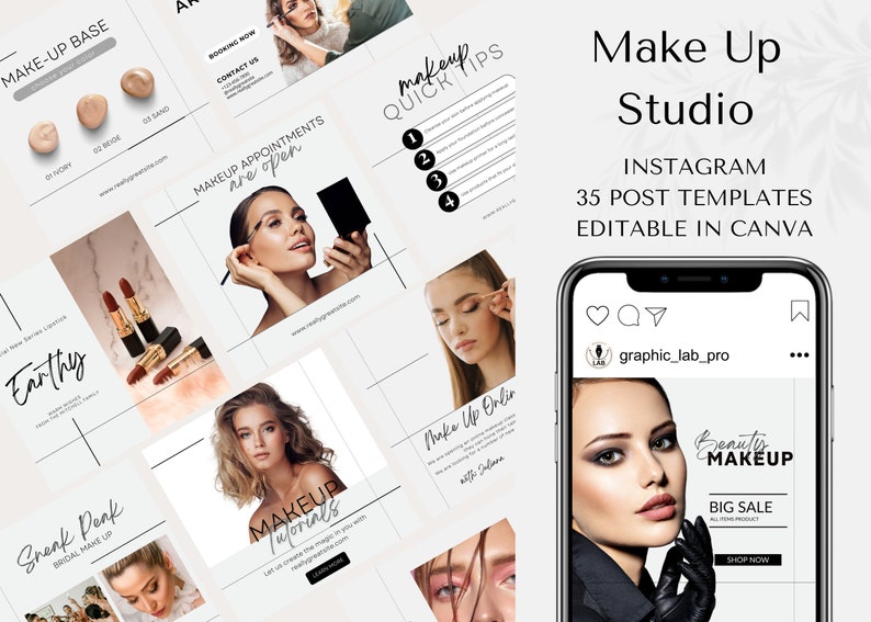 Makeup Artist Instagram Post Templates Aesthetic Social - Etsy