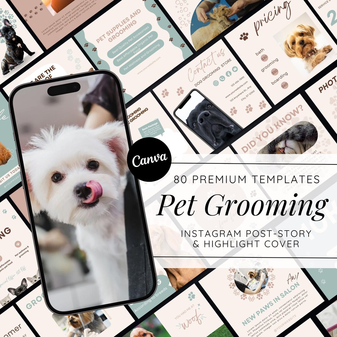 Dog Grooming Instagram Post & Story Templates - Perfect for Pet Salons ...