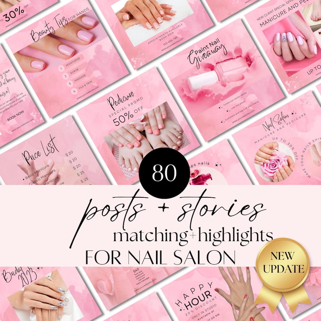 Branding Kit: Nail Tech Posts, Canva Templates, Nail Artist Icons ...