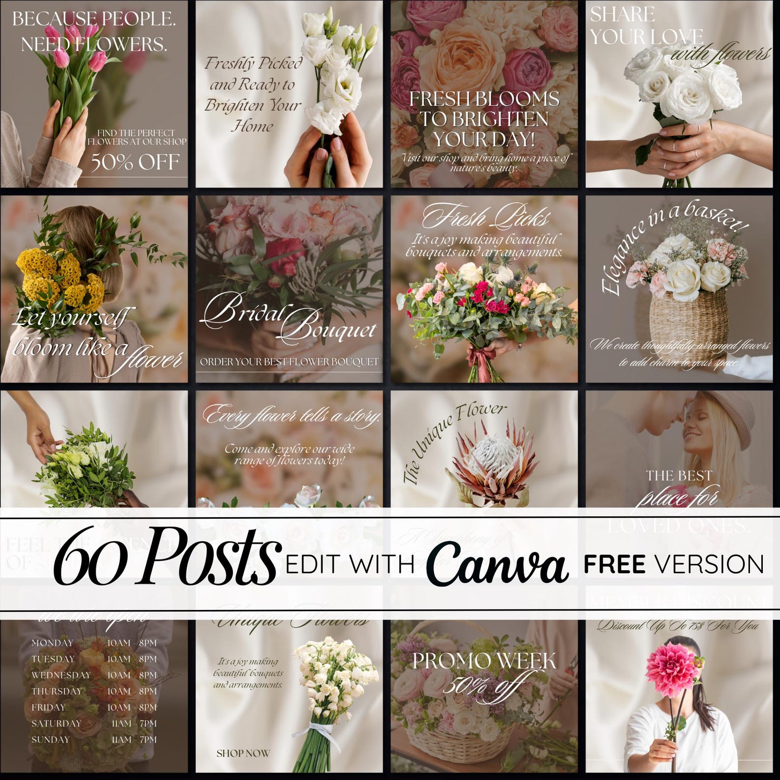 Florist Social Media Kit: Canva Templates, Instagram Highlights - Etsy
