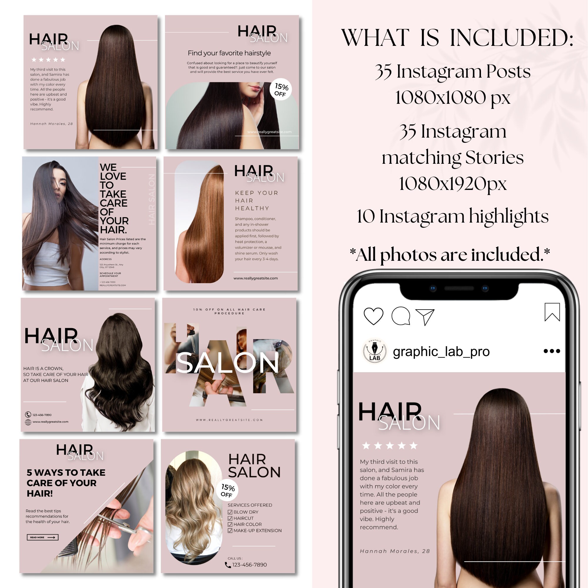Hair Salon Instagram Posts Templates, Hair Stylist Quotes, Beauty Salon ...