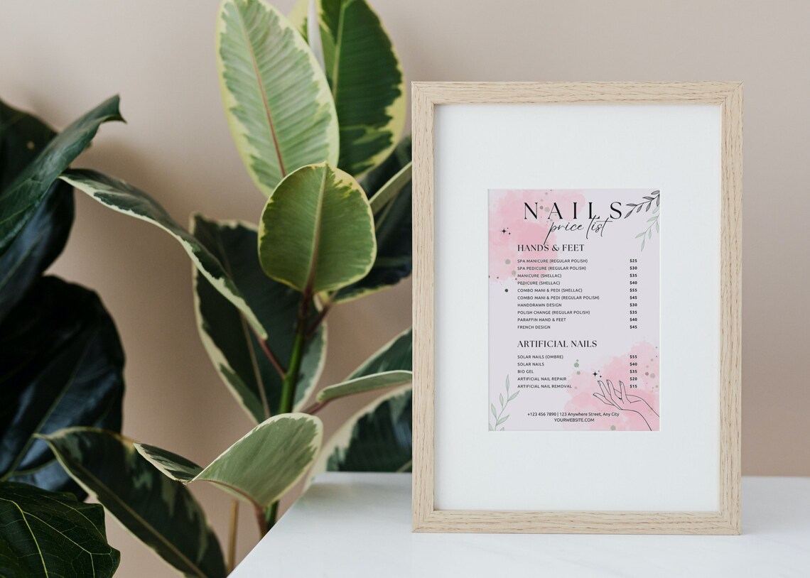Editable Nail Salon Price List Template Canva-ready Beauty - Etsy