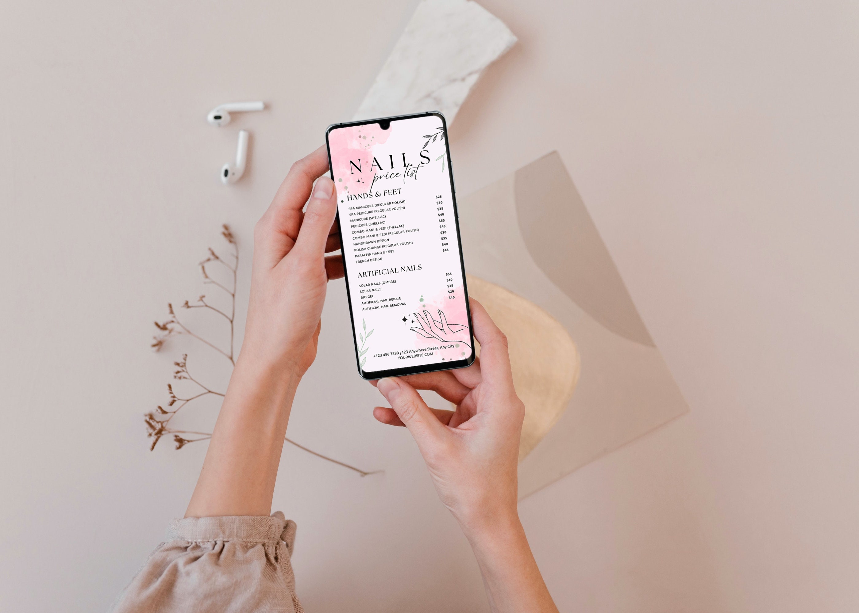 Editable Nail Salon Price List Template Canva-ready Beauty - Etsy UK