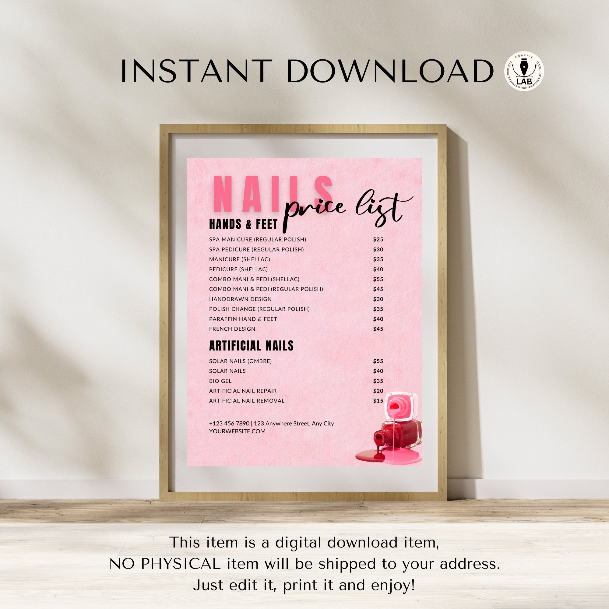 Nail Price List: Instant Download Editable Template for - Etsy