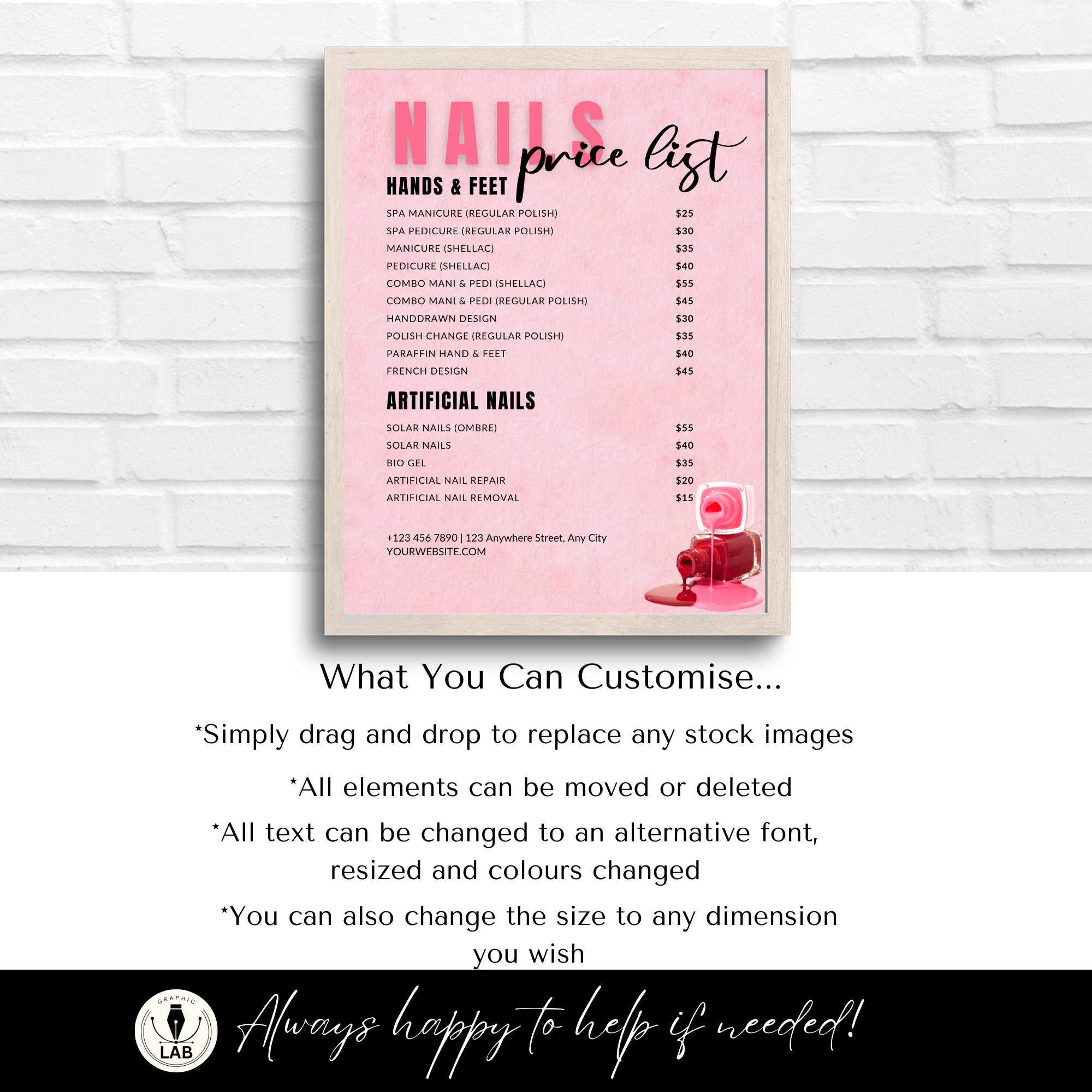 Nail Price List: Instant Download Editable Template for - Etsy