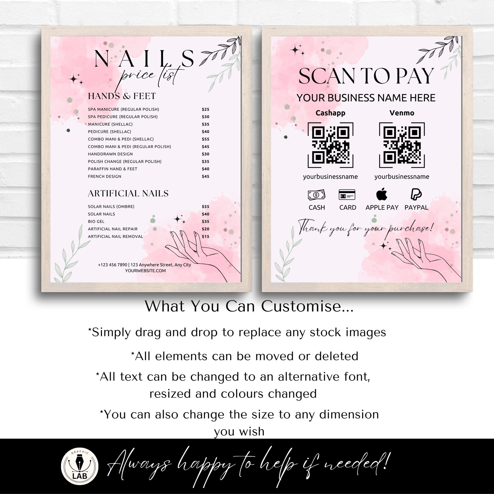 Editable Nail Salon Price List Template | Canva-ready Beauty Salon ...