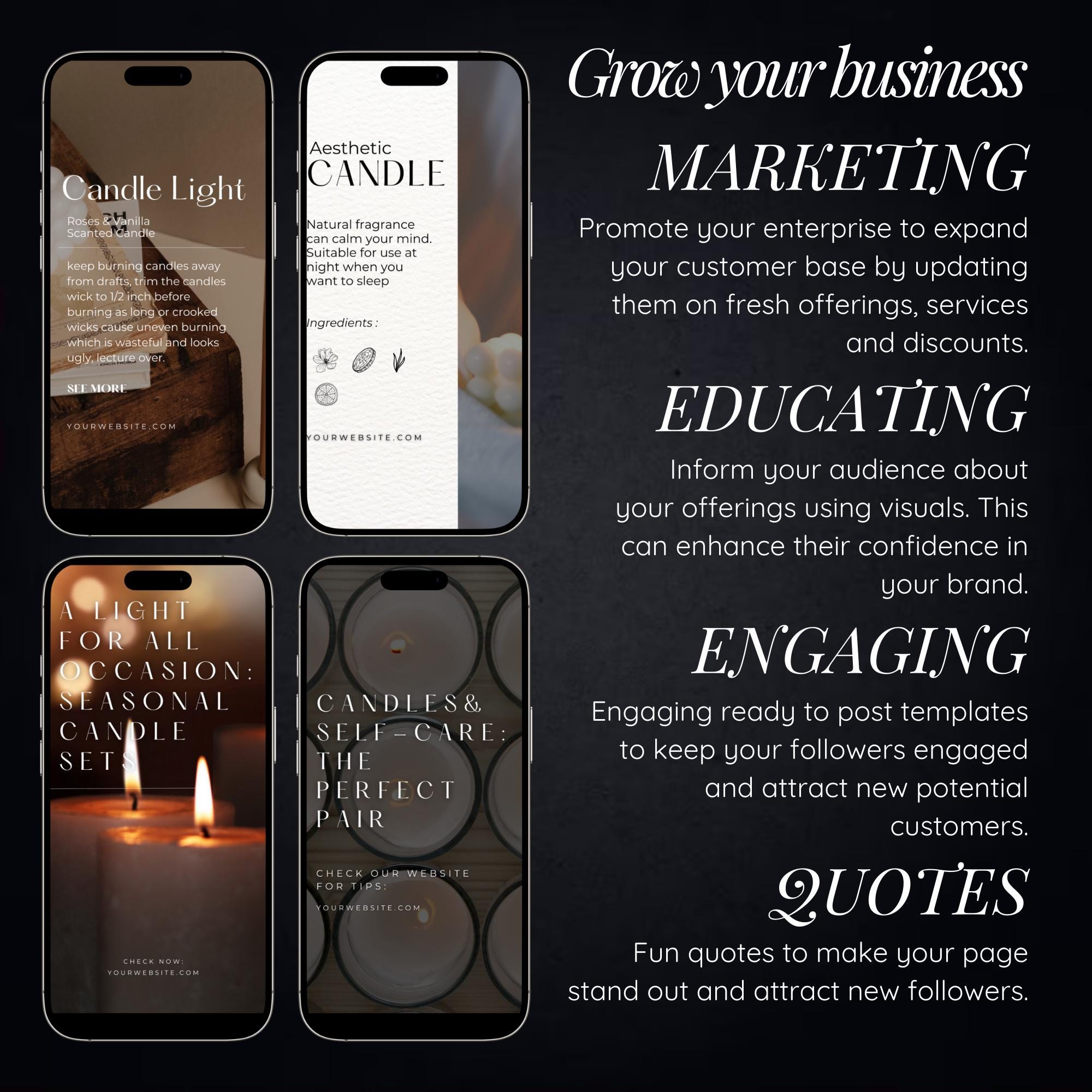 Candle Instagram Post Templates: Social Media Bundle (canva) - Etsy