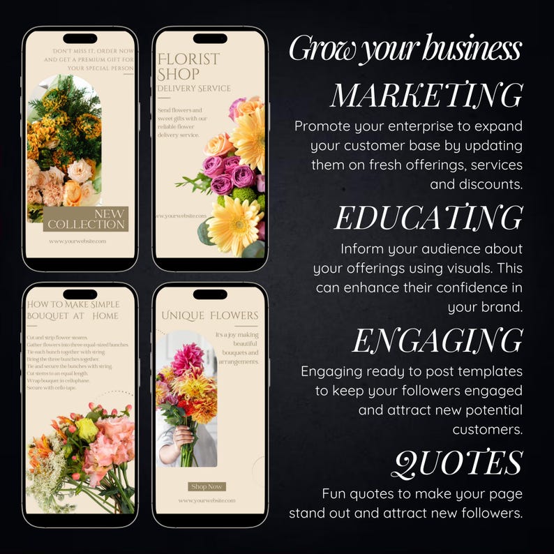 Florist Instagram Templates: Floral Quotes, Canva Designs - Etsy