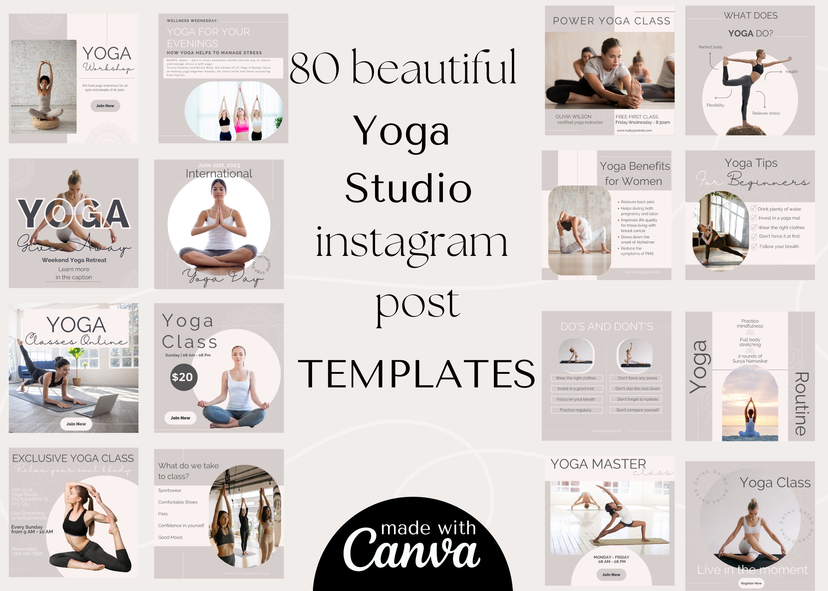 Yoga Instagram Post Templates for Social 80 Yoga Designs - Etsy