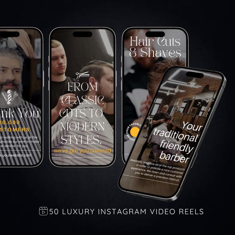 Barber Shop Instagram Reels Templates: Canva Social Media Kit - Etsy