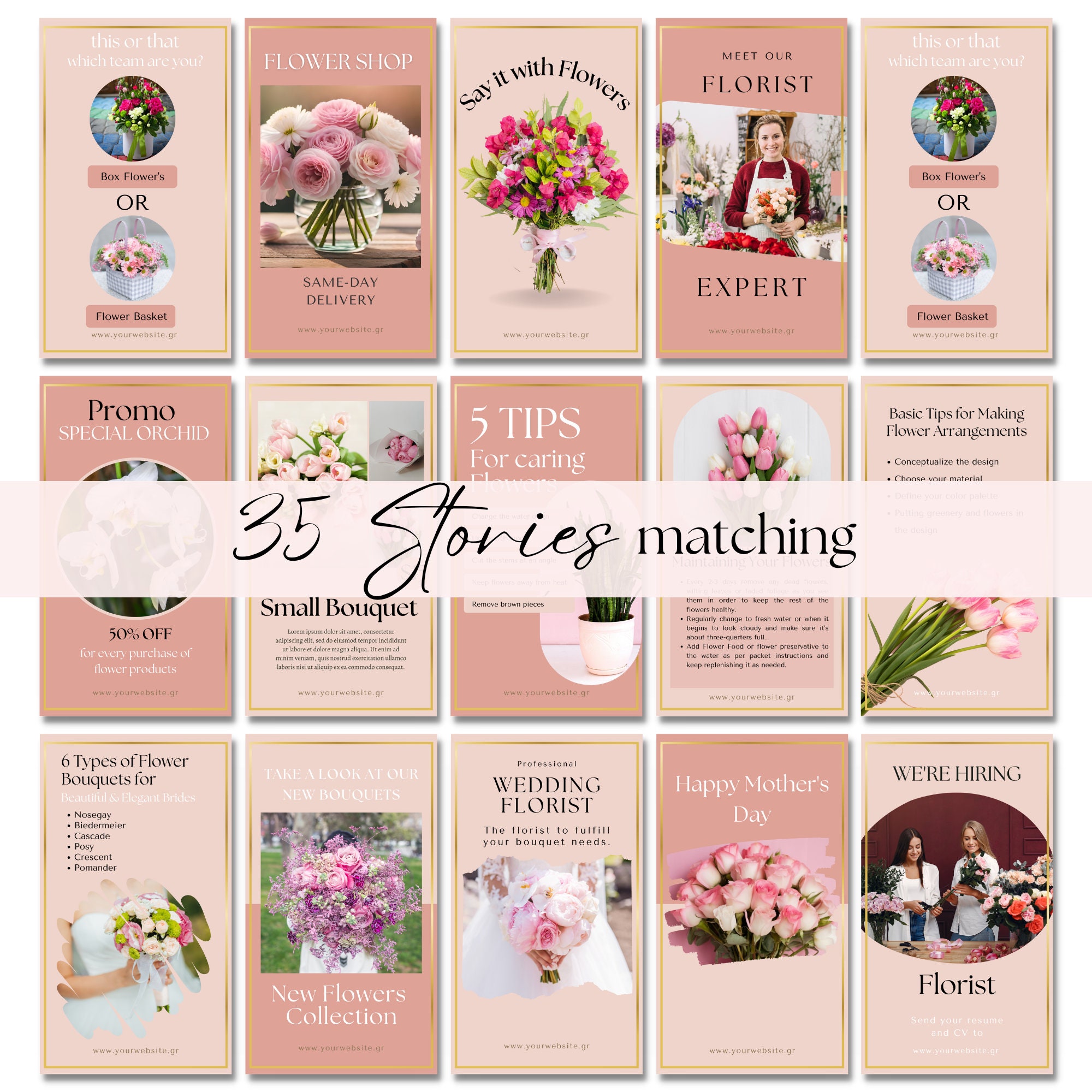 80 Floral Instagram Templates for Florist Business & Shop. Boost Your ...
