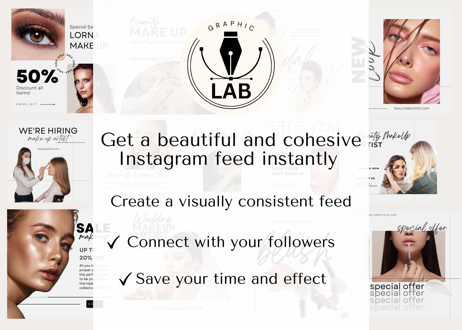 Makeup Artist Instagram Post Templates for Aesthetic Social - Etsy