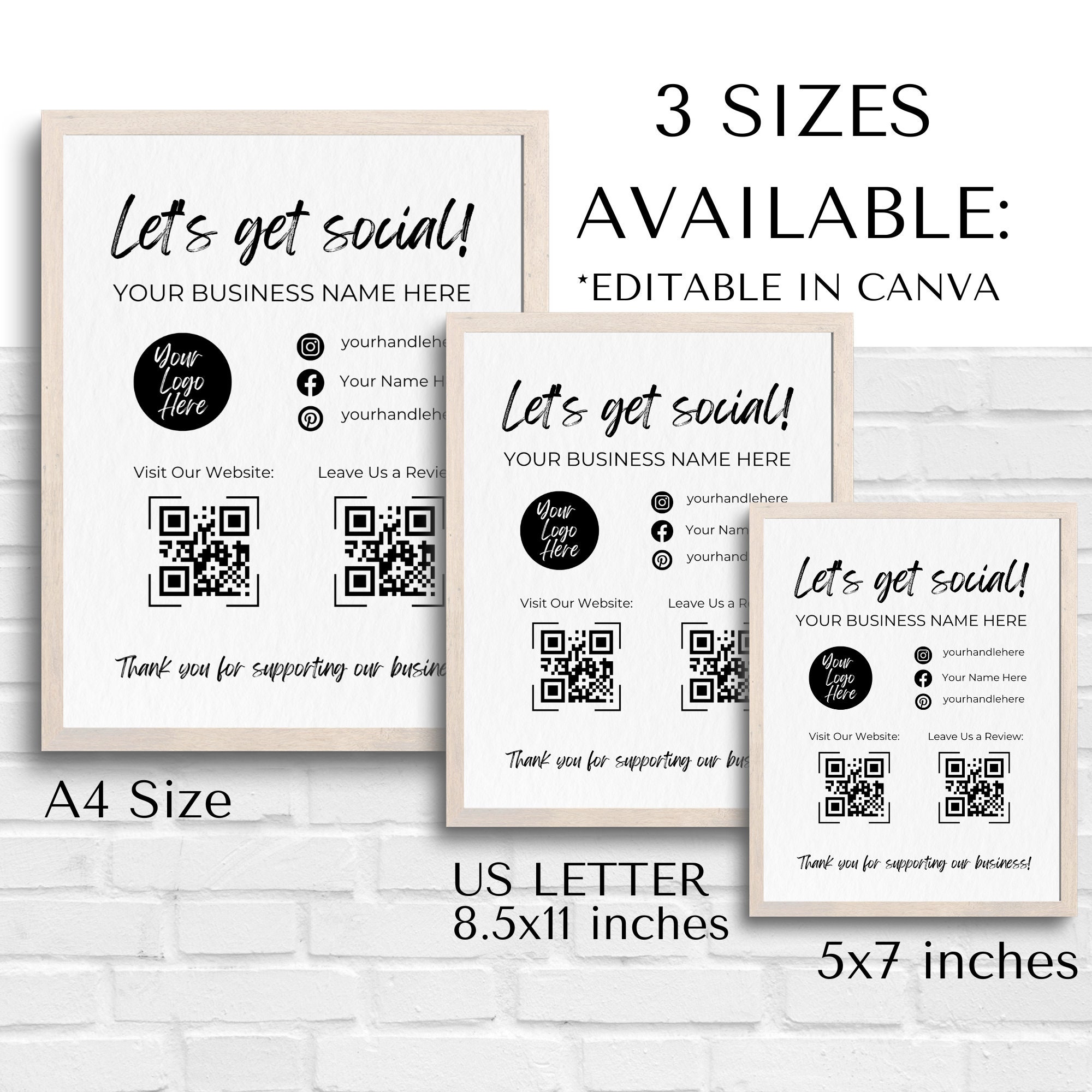 Business Sign Template: Digital Download, Canva QR Code & Scan-to-pay ...