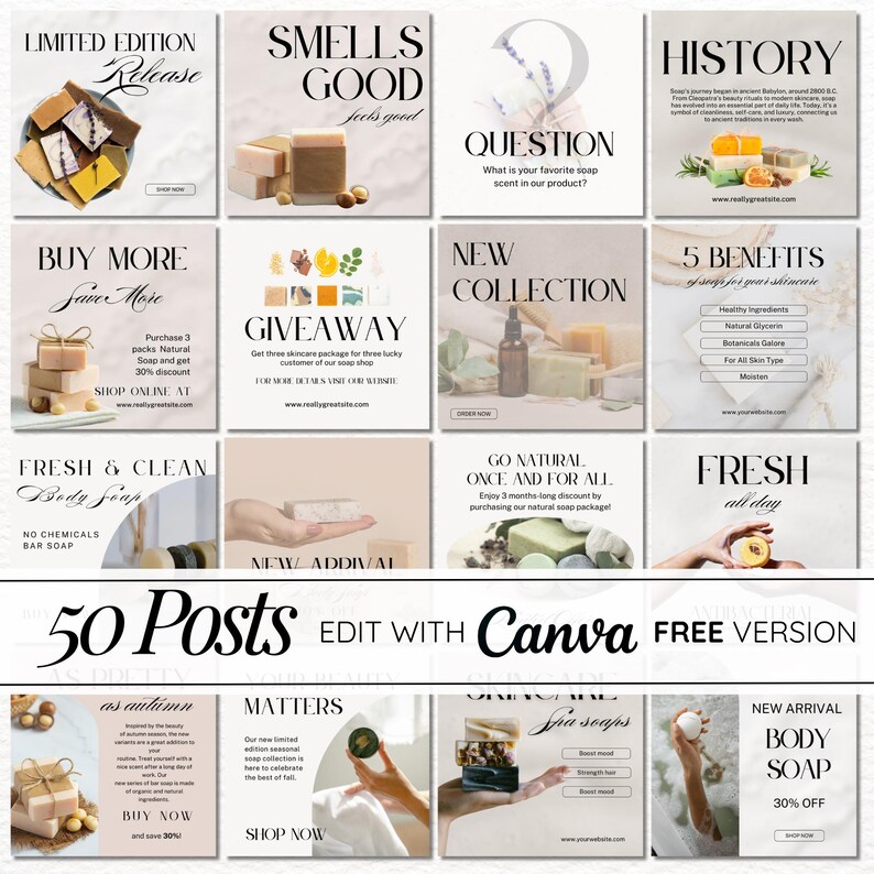 Soap Business Instagram Templates | Handmade Soap Social Media Kit ...
