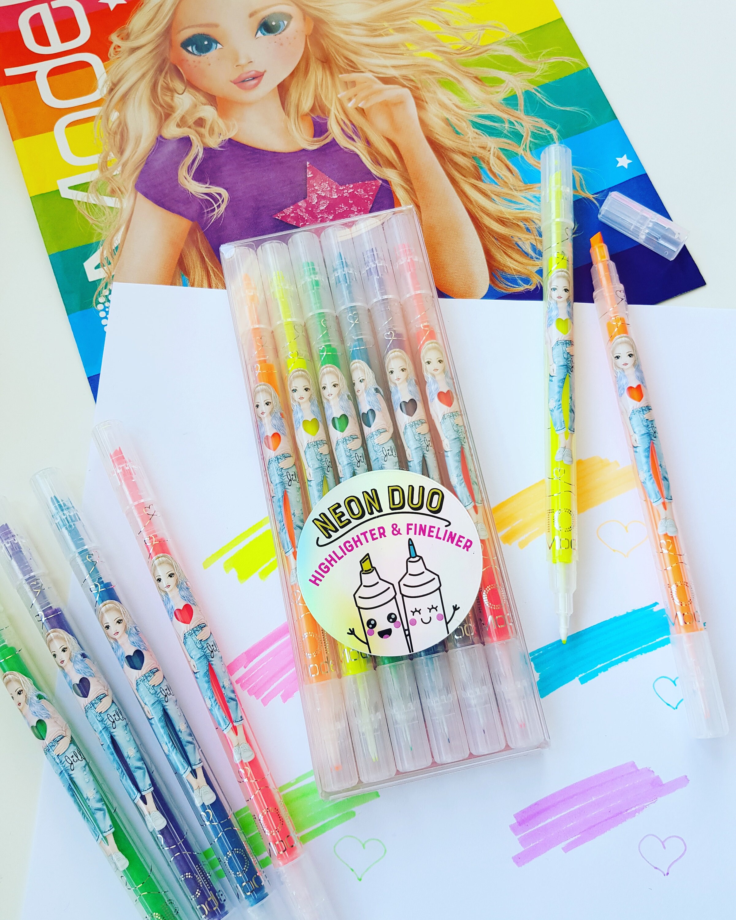 Topmodel Double Highlighter and Fineliner Set Neon - Etsy