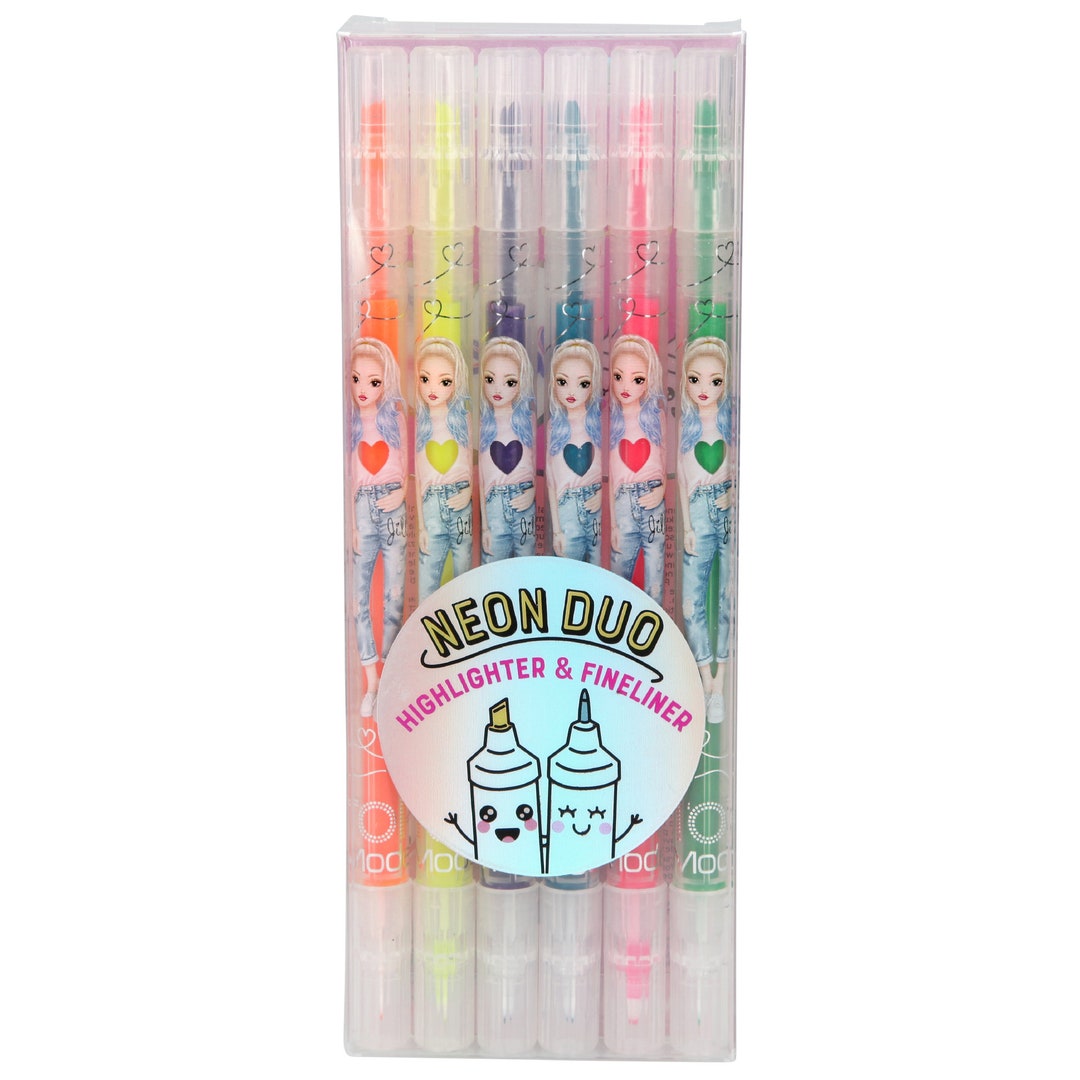 Topmodel Double Highlighter and Fineliner Set Neon - Etsy