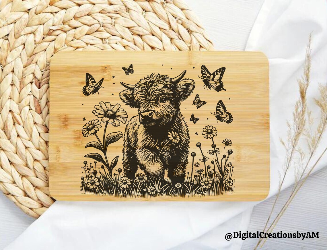 Highlander Png, Highland Cow Svg, Butterfly Png, Cow Engraving ...