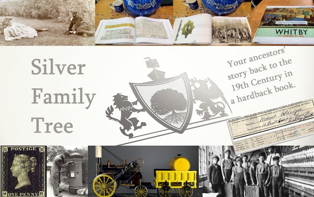 Genealogy Research in Family History Book - Silver | Personalised Gift ...