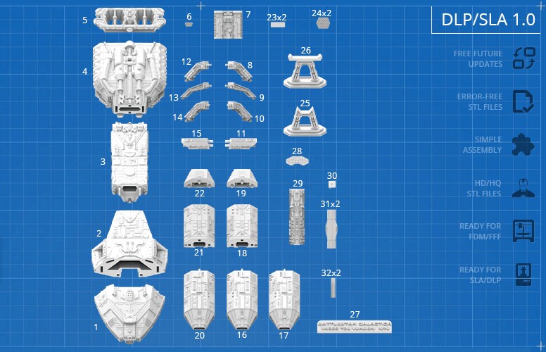 Battlestar Galactica 1978 3D Model STL File Battlestar - Etsy Australia